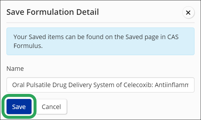Save Formulation Detail – Formulus